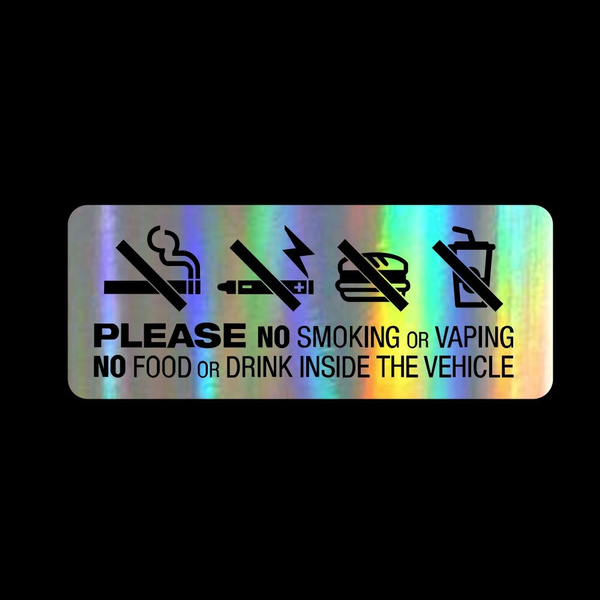 13cm NO SMOKING VAPING FOOD DRINK IN VEHICLE Notice Car,Van,Taxi,Window ...
