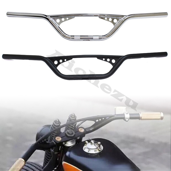 Universal Motorcycle 1" 25mm Black/Chrome Tracker Handlebars Drag Bar ...