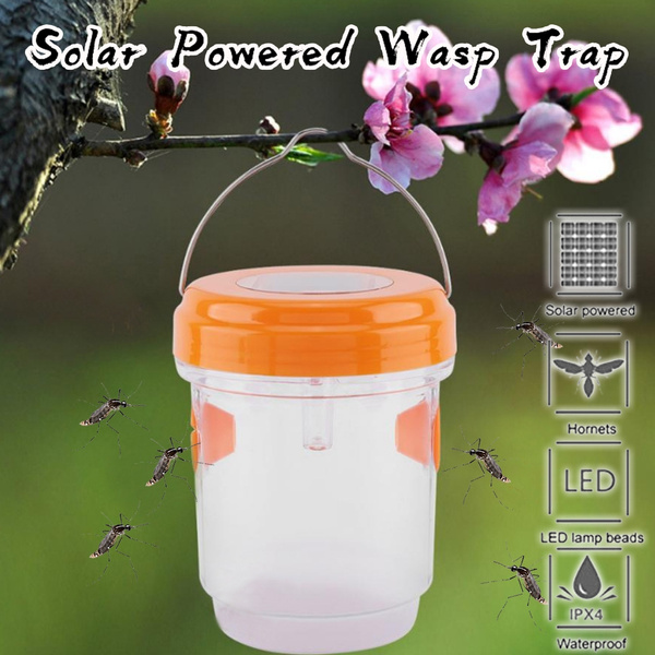 Solar Powered Wasp Trap with UV LED Light Reusable Outdoor Bees Fly ...