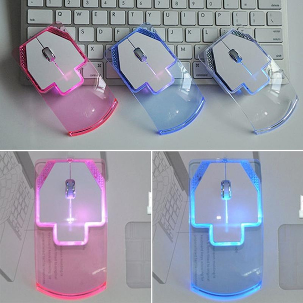 Ultra Thin Transparent Style 2.4GHz Wireless Optical Mouse Fashion LED ...