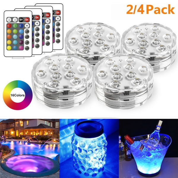 Remote Control 10 Led RGB Submersible Lights Battery Operated ... Remote Control 10 Led RGB Submersible Lights Battery Operated ...