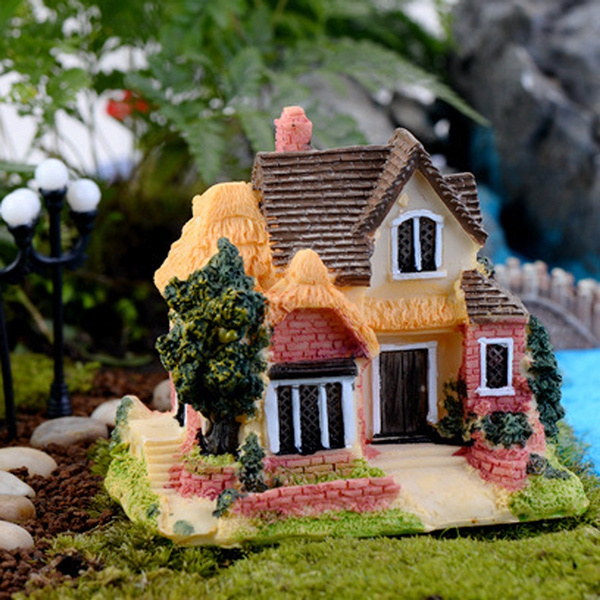 Mini Resin House Miniature House Fairy Garden Micro Landscape Home ...
