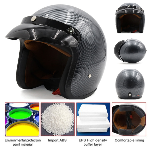 DOT Certified Carbon Fiber Pattern 3/4 Open Face Motorcycle Helmet with ...