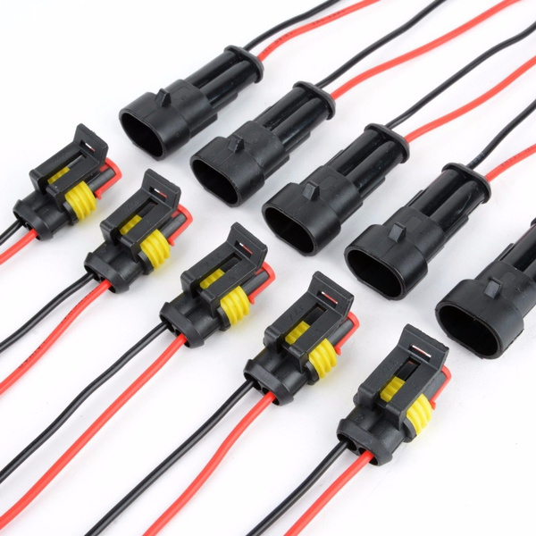 5 Pairs 2-Pin Way Car Waterproof Male Female Electrical Connector Plug ...