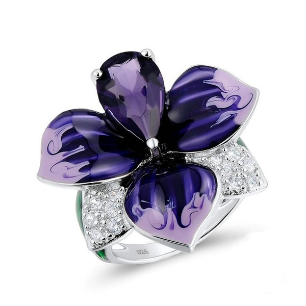New Fashion Butterfly Flower Ring Jewelry Women 925 Sterling Silver ...
