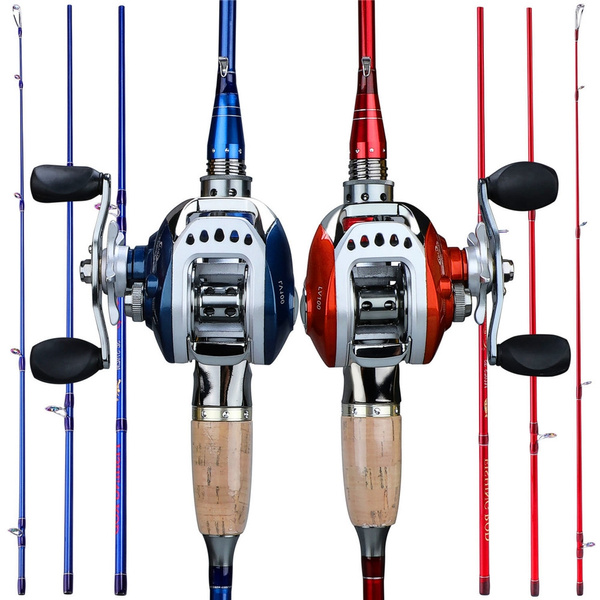 Fishing Rod and Reel Combo with 4 Section Carbon Rod Baitcasting Left ...