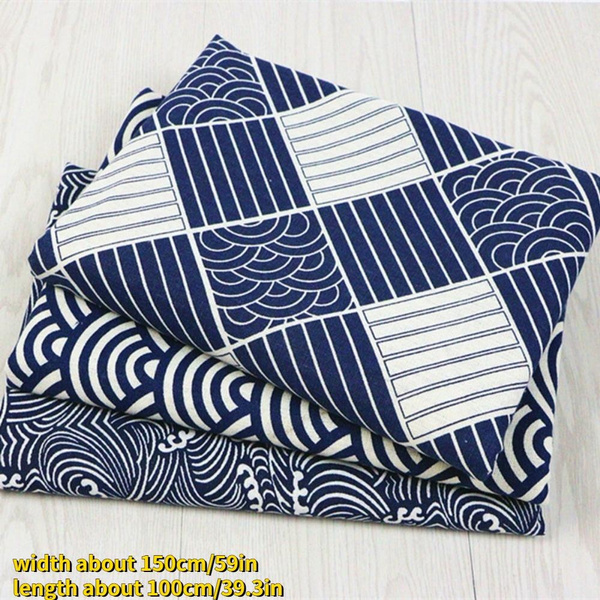 Japanese Fabric Linen Cotton Floral Cave Print for Curtain Table Cloth ...