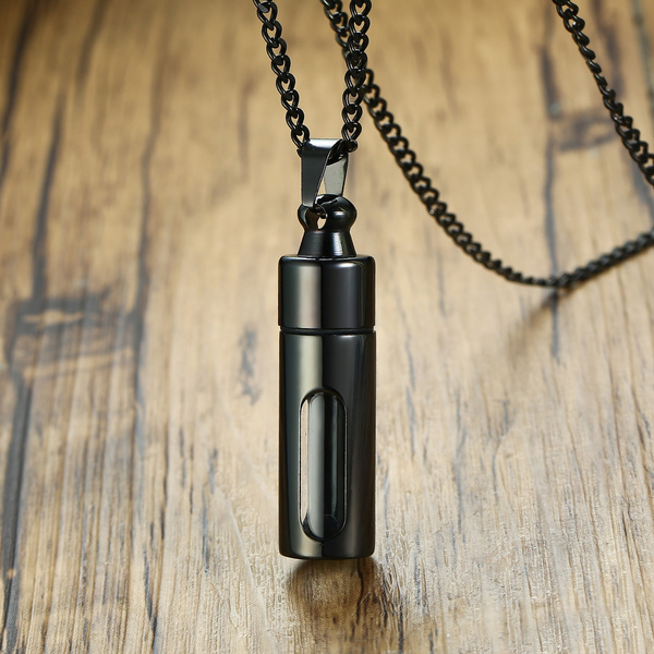 Glass Locket Urn Necklace Can Be Open Stainless Steel Keepsake Pendant ...