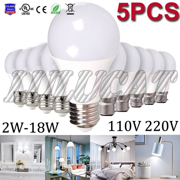 5PCS LED Bulb Lamps E27 E14 B22 2W 6W 9W 12W 15W 18W 20W AC 220V 230V ...