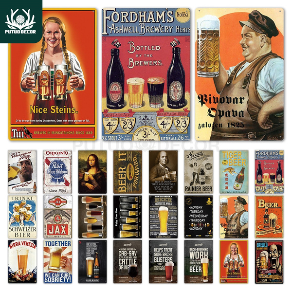 Beer Vintage Tin Signs Retro Metal Posters Bar Pub Club Man Cave Wall ...