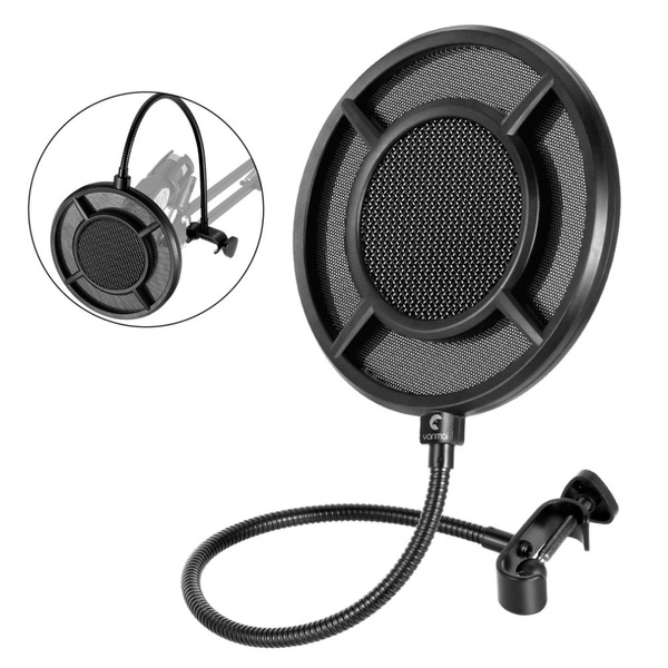 Double Layer Studio Microphone Mic Pop Filter Black Wireless Swivel ...