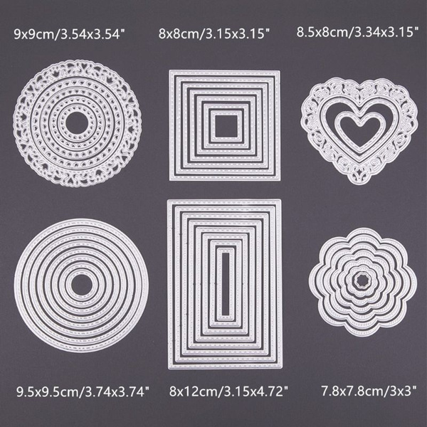 6 Sets Cutting Dies Cut Metal Scrapbooking Stencils Nesting Die for DIY ...