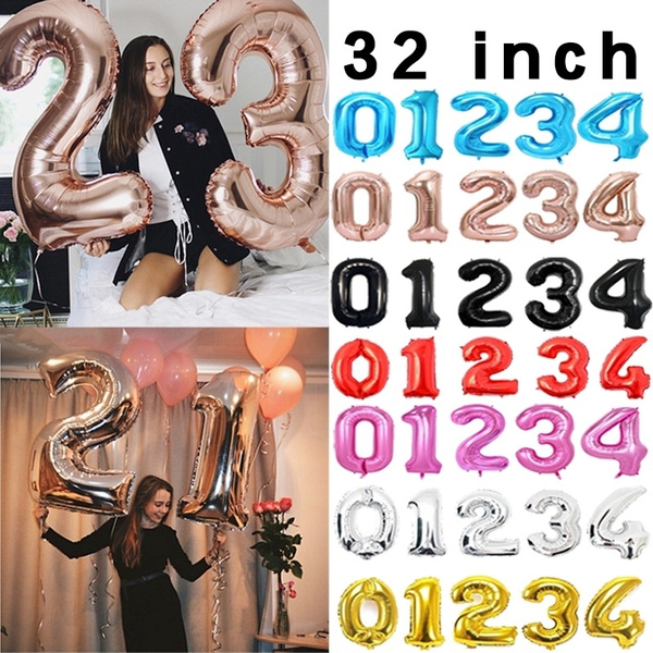 32 Inch Foil Number Balloons Digital Air Balloons Happy Birthday ...