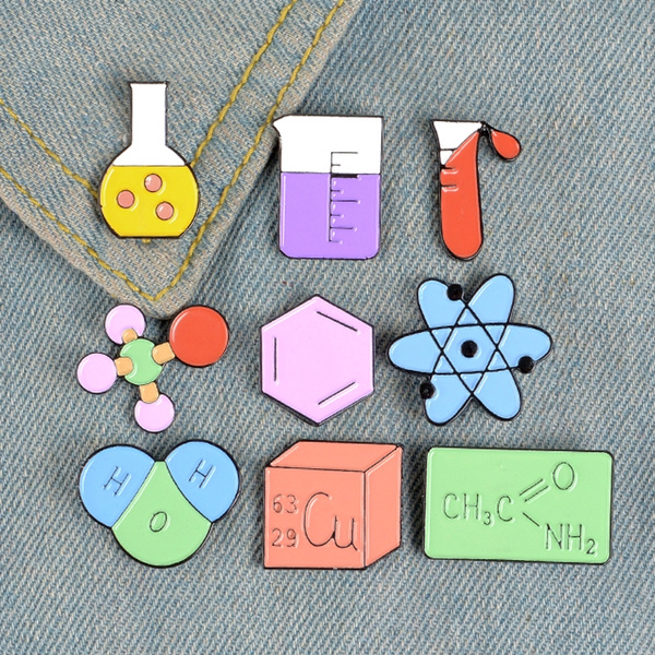 Chemistry Lab Enamel Pin Bag Clothes Lapel Pin Chemical Equation Badge ...