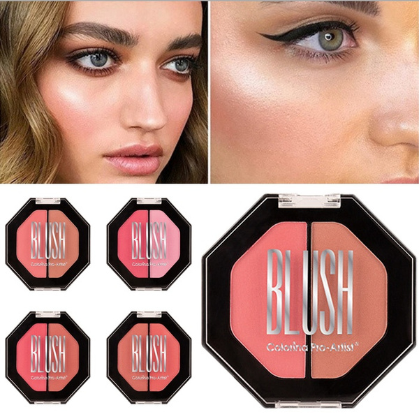 1PC Two-tone Blush Waterproof Long Lasting Face Blush Brighten Skin ...