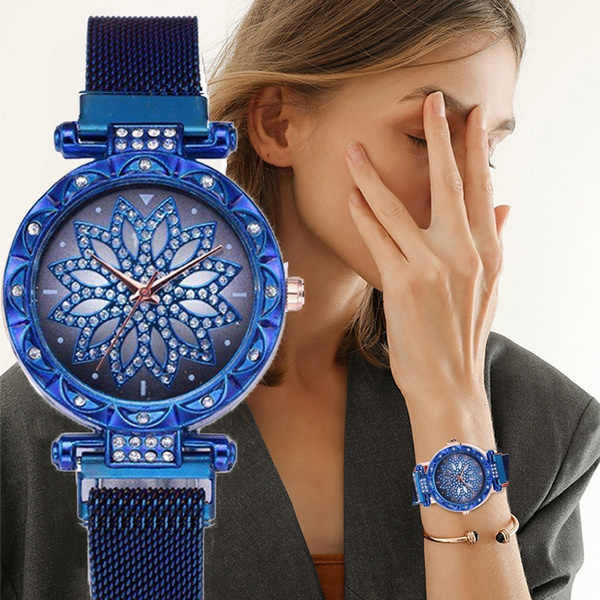 Women Starry Sky Watch Luxury Rose Gold Diamond Watches Ladies Casual ...