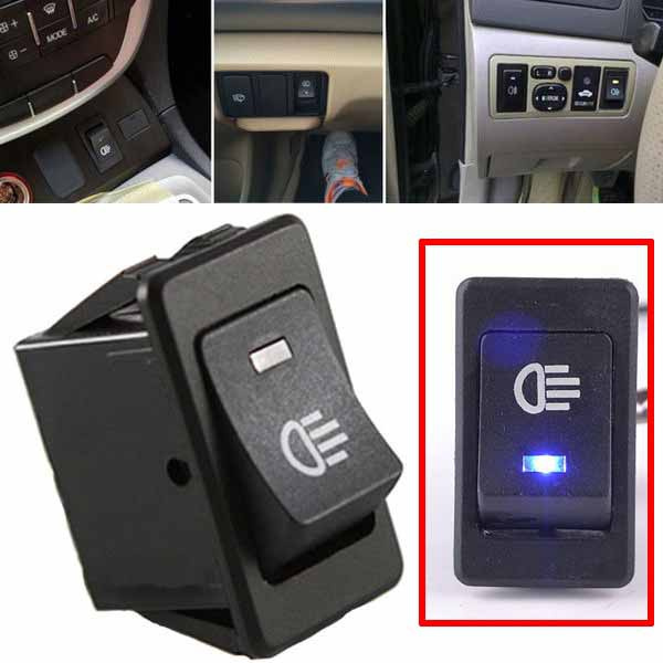 4-Pins 12V 35A Universal Car Fog Light Rocker Switch Blue LED Dash ...