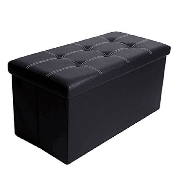 Folding PU Leather Ottoman Bench Pouffe Storage Box Lounge Seat ...