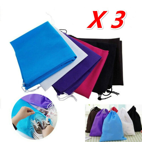 3 Pcs Non-woven Fabric Storage Shoe Bag Tote Drawstring Travel Pouch ...