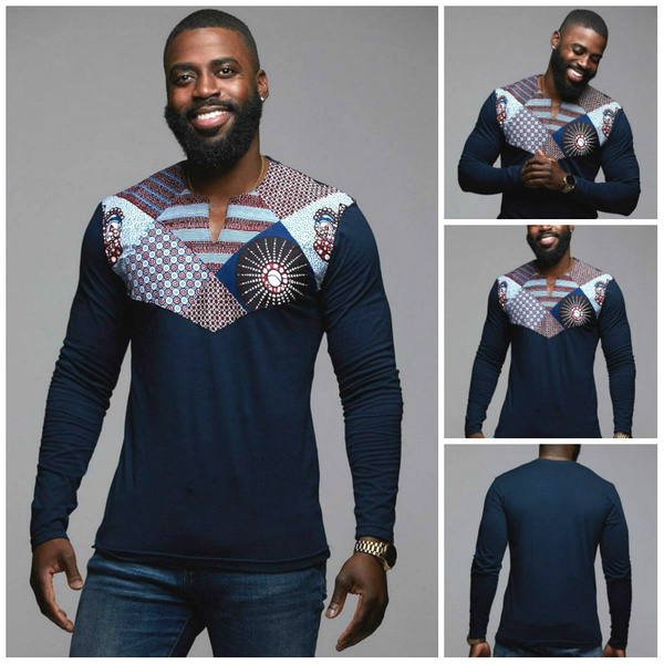 2019 Autumn African Dashiki Men Print Tribal Shirt Succinct Hippie Long ...