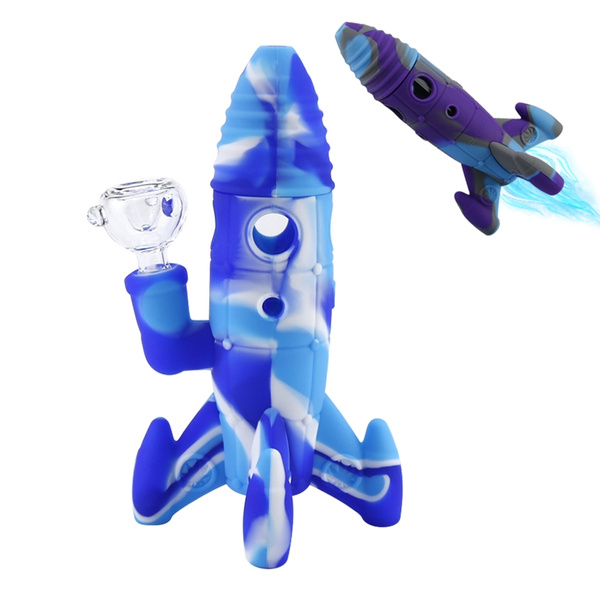7.7 Inch Silicone Rocket Water Pipe Wax Rig Hookah Pipes with 14mm ...