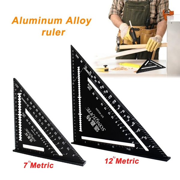 7/12"Metric Aluminum Alloy Speed Square Triangle Angle Protractor Guide ...