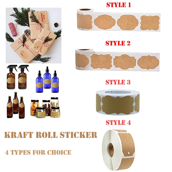 Kraft Paper Stickers 300 Labels Roll Gift Tags Packaging Classifing ...