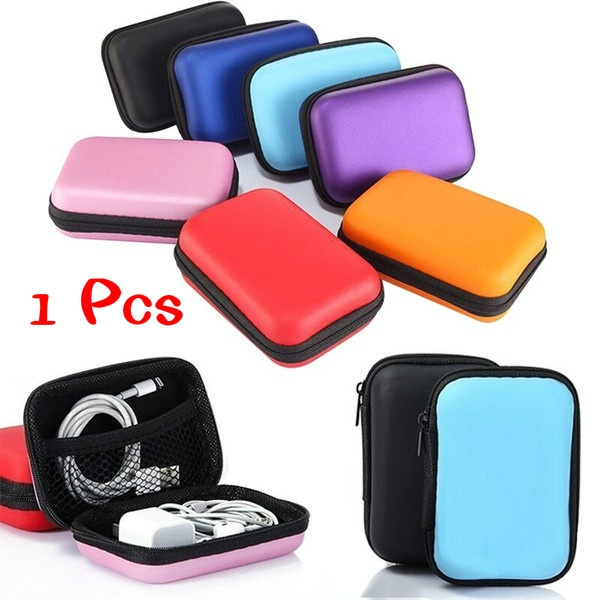 Portable Mini Zipper Hard Headphone Case Earphone Storage Bag ...