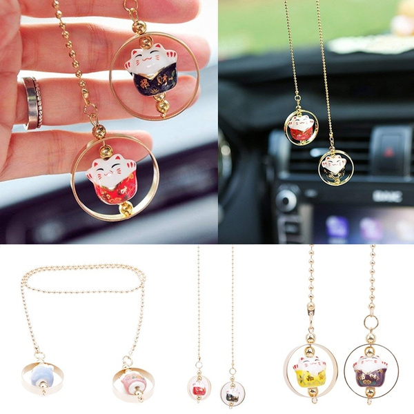 Lucky Cat Car Charm Figurine Hanging Pendant Auto Accessories | Wish