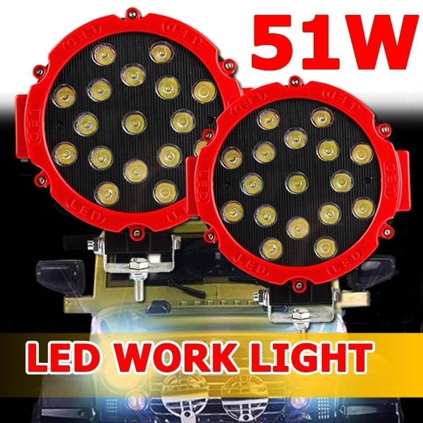 51W 7inch Red Round Led Light Led Bar Light Offroad Work Light Driving ...