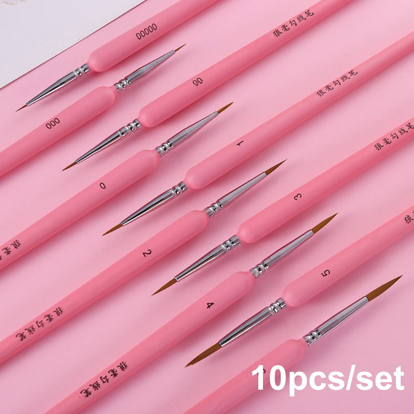 10Pcs/set Wolf Hair Hook Line Pen Fine Paint Brush Pen Set Watercolor ...