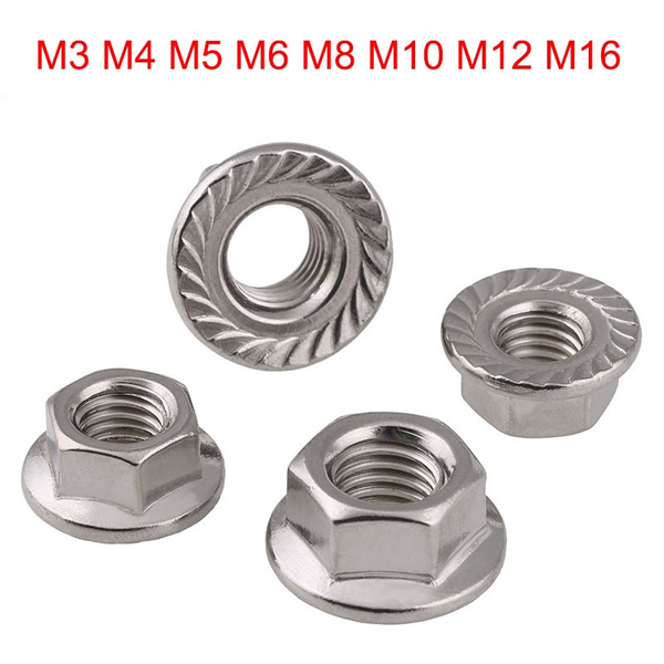 Serrated Flange Hex Lock Nuts Stainless Steel 304 SS 316 SUS 201 M3 M4 M5 M6 M8 M10 M12 M16 Lock ...