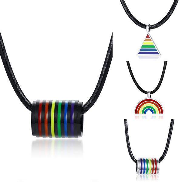 Rainbow Gay & Lesbian Pride Stainless Steel Pendant Necklace with Gift ...