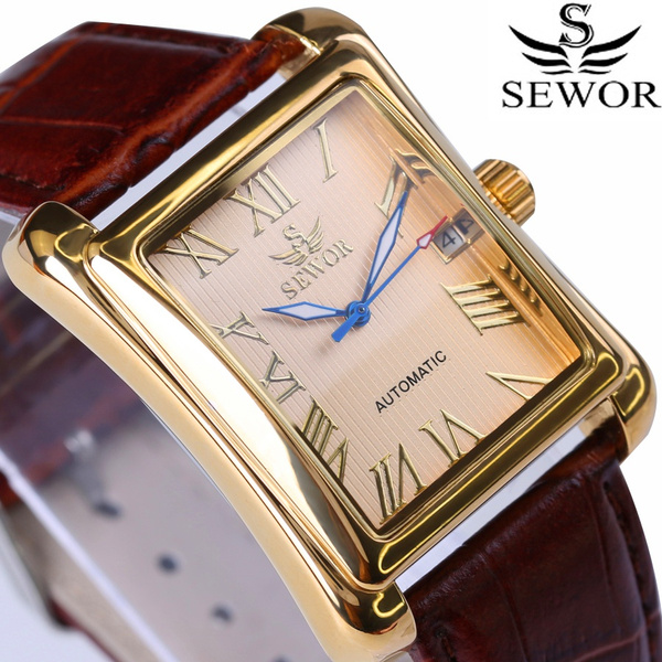 New Fashion Design Luxury Brand Rectangular Men Automatic Mechanical ...