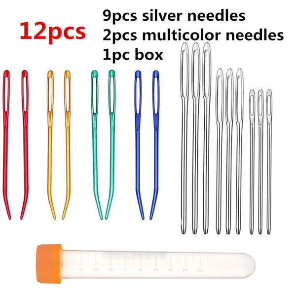 12Pcs Sewing Long Needle Hand Stitch Handwork Cross Embroidery Blunt ...