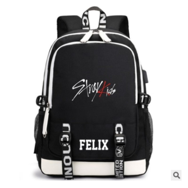 Stray Kids Waterproof Schoolbag USB Laptop Backpack Unisex Travel Bag ...