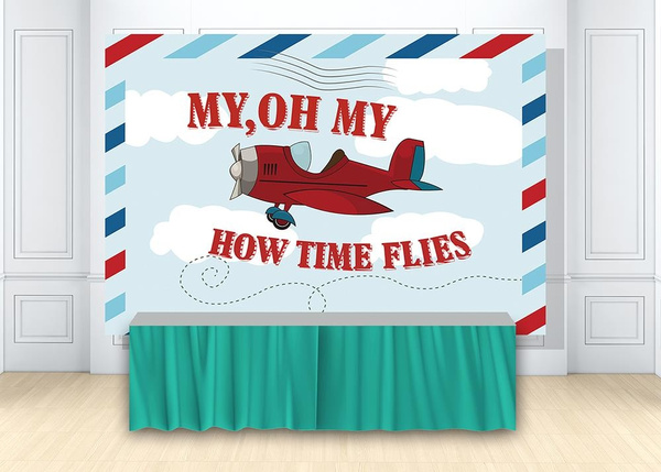 how time flies Theme birthday party Backdrop cartoon vintage stamp ...
