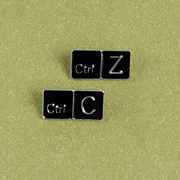 Ctrl C / Ctrl Z Keyboard Enamel Pin Copy Return Office Button Brooch Badge Cartoon Badges ...