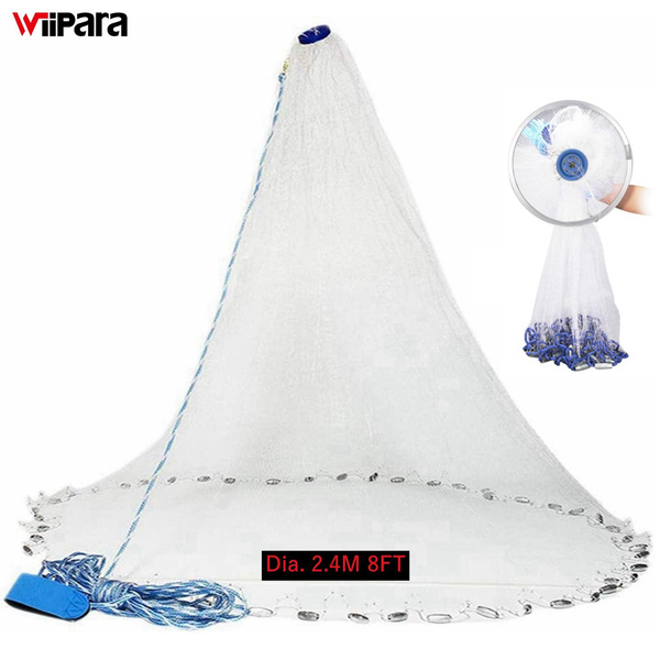 WIIPARA Heavy Duty Fishing Nets Monofilament Mesh Wire Net Dia. 2.4M ...
