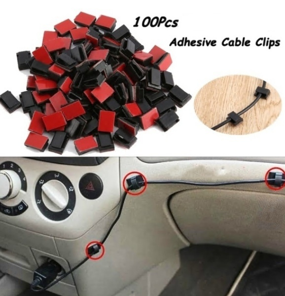 100 pcs Self Adhesive Cable Clips Wire Holder Clamps Car Data Cable ...