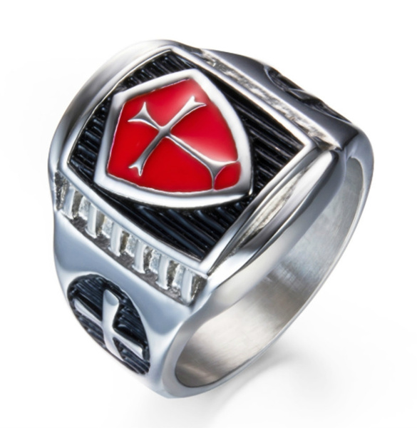 Stainless Steel Titanium Red Armor Shield Knight Templar Crusade Cross ...