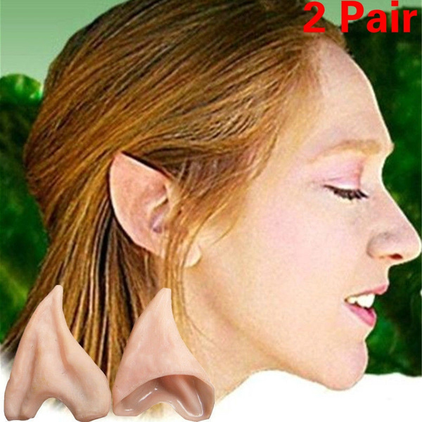 2 Pairs Halloween Costume Ear Tips Elf Fairy Hobbit Alien Cosplay Stage ...