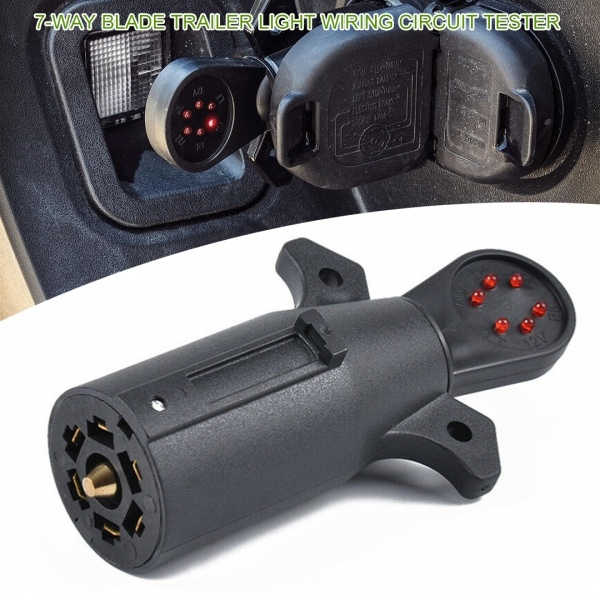 7-Way Blade Trailer Light Wiring Circuit Tester Round Adapter Pin Plug ...