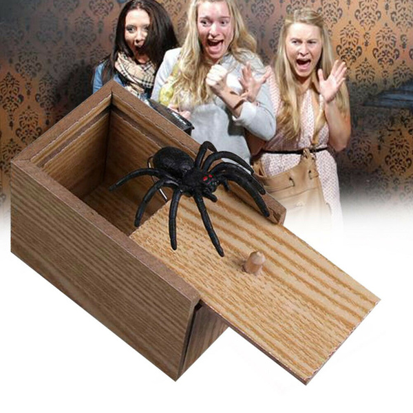 Wooden Prank Spider Scare Box Hidden in Case Trick Play Joke Horror Gag ...