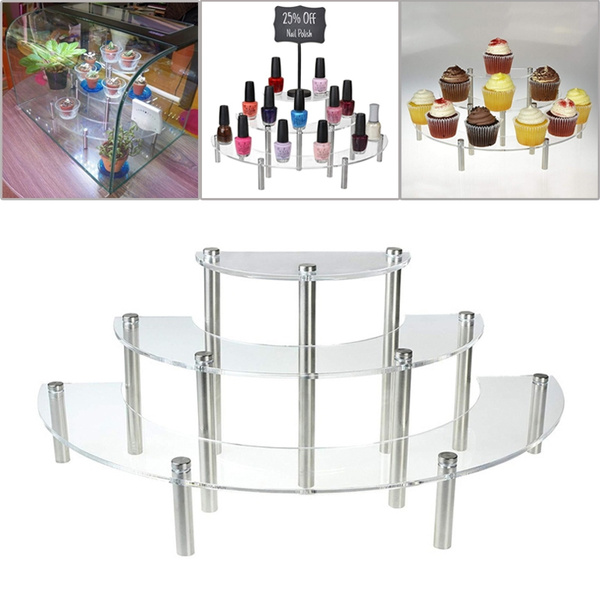 3 Layers Durable Acrylic Cake Display Stand Cupcakes Desserts Platter ...