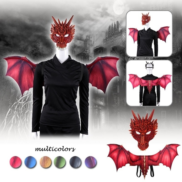 2Pcs Halloween Carnival Party Fancy Dress 3D Dragon Masks & Dragon ...
