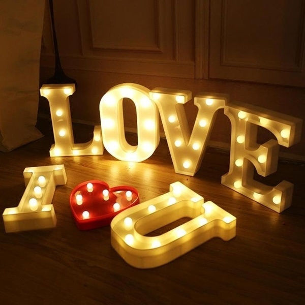 Romantic LOVE/I Love You LED Letter Sign Light 3D Standing Hanging ...