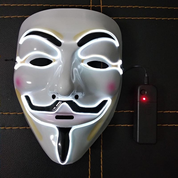 Men's Light Up Scary Halloween Cosplay Masks V for Vendetta Guy Fawkes ...