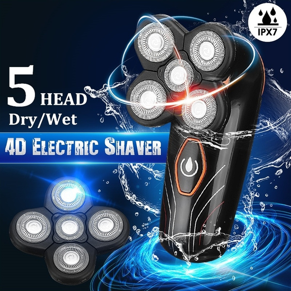0mm Wet Dry Electric Rotary Shaver Cordless Waterproof Razor Bald Head ...