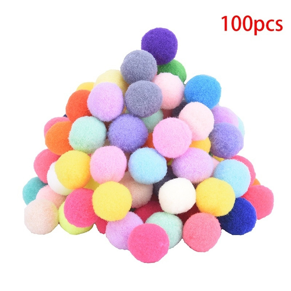 100 Pcs DIY Crafts Colourful Mini Fluffy Pom Poms Ball Felt 10mm 20mm ...